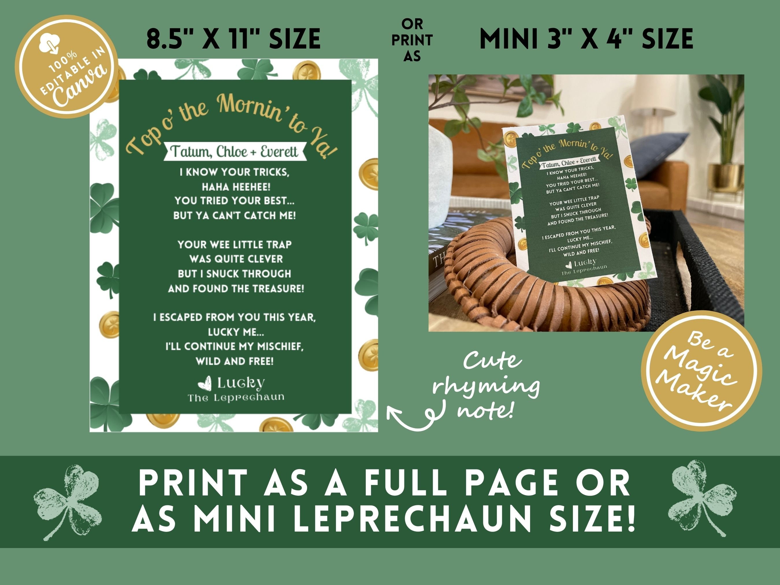 Leprechaun Letter Editable Printable Letter From Leprechaun Note Mini ...