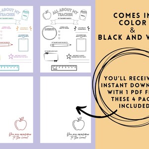 Teacher Appreciation Printable All About My Teacher Note Thank You ...