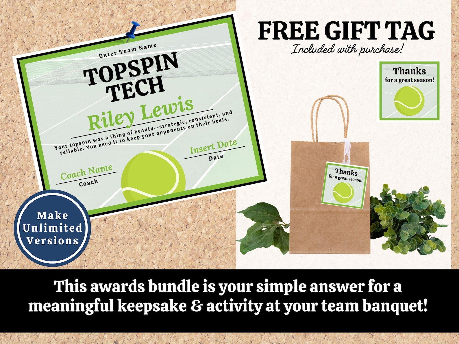 Editable Tennis Award Certificates, End of Season Tennis Team Awards ...