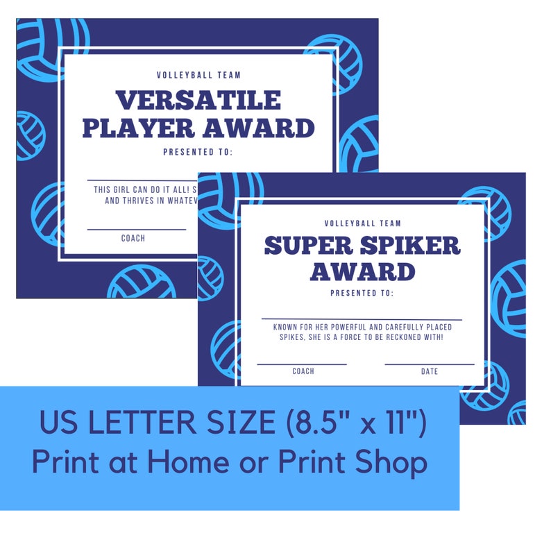 Volleyball Award, Certificate Bundle, End of Season Team Party Awards ...
