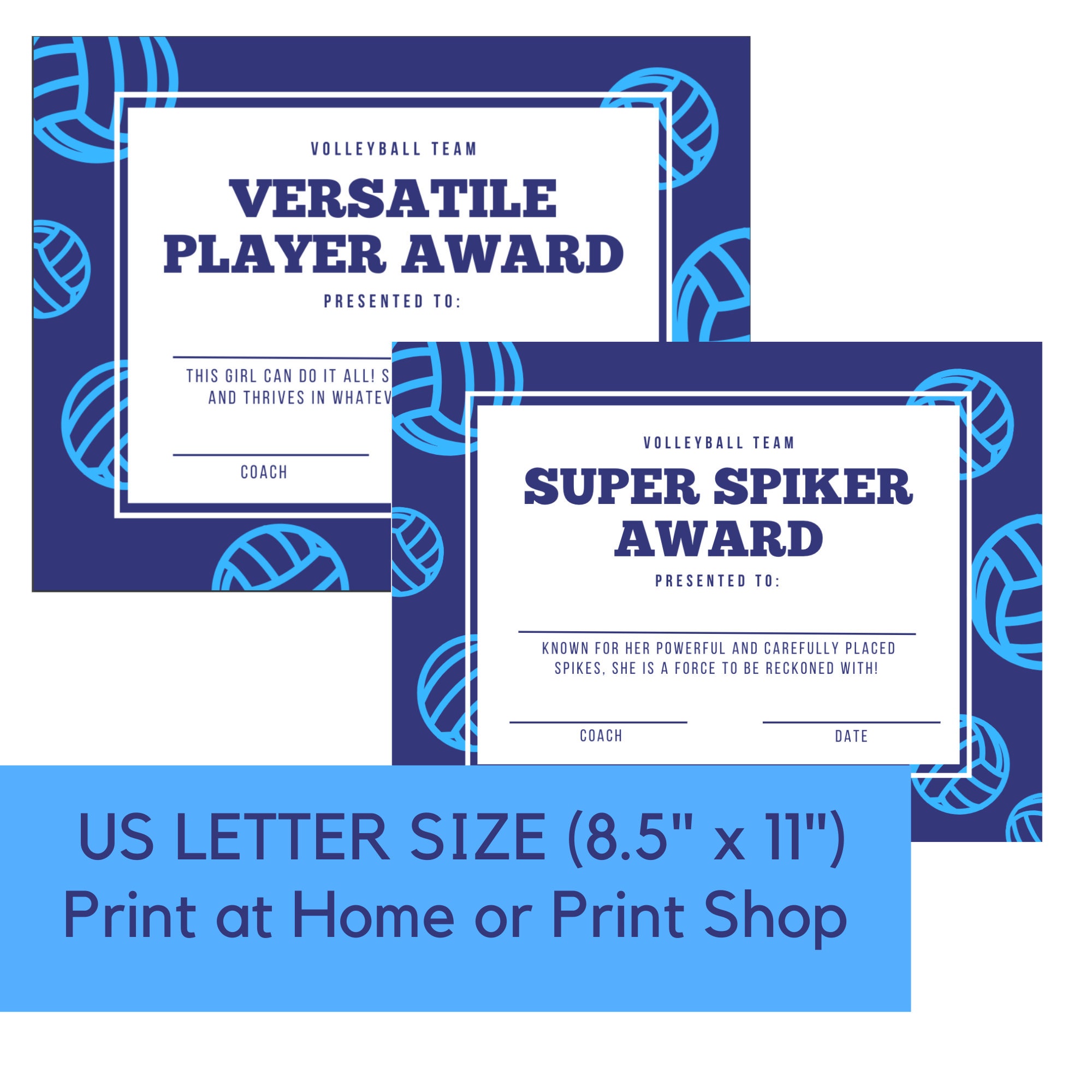 Volleyball Award, Certificate Bundle, End of Season Team Party Awards ...