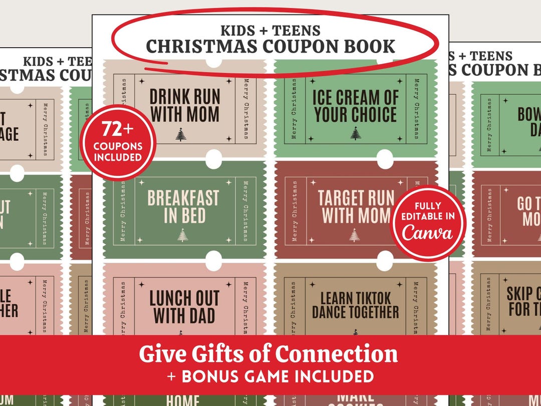 Christmas Coupon Book Made for Teens Editable Digital Last Minute Gift ...