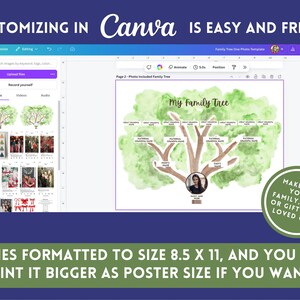 Family Tree Template Editable Canva Tree of Life Family Reunion Favors ...