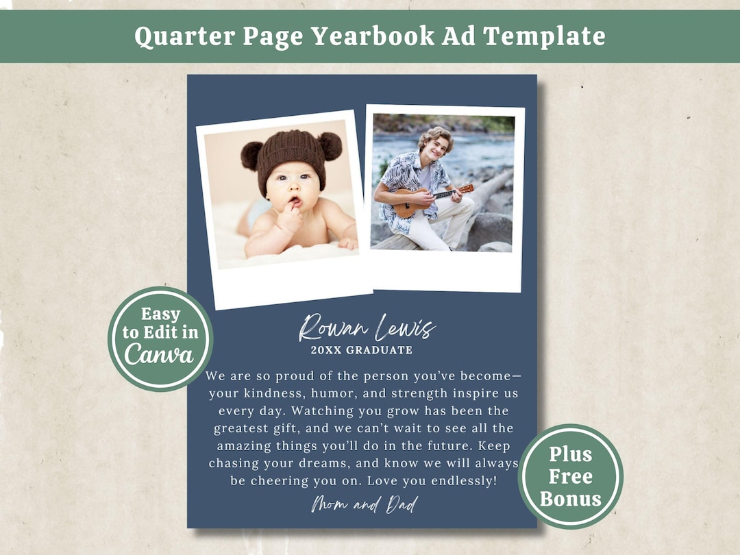 Quarter Page Yearbook Ad Template Senior Yearbook Template Senior ...