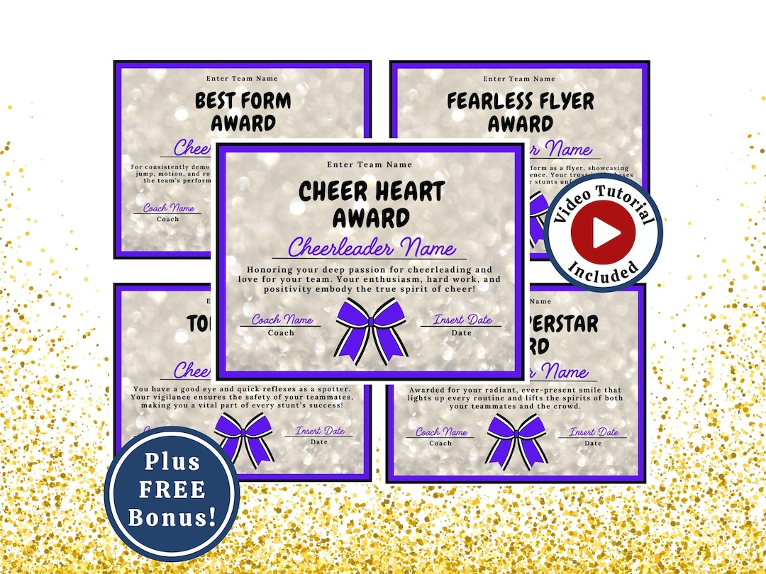 Cheer Awards Certificates, Editable Cheer Team Awards, Cheerleading End ...
