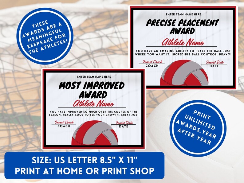 Volleyball Award Certificate Bundle, End of Season Team Party Awards ...