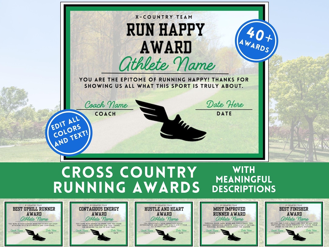 Cross Country Award Certificate Editable X Country Awards Ceremony ...