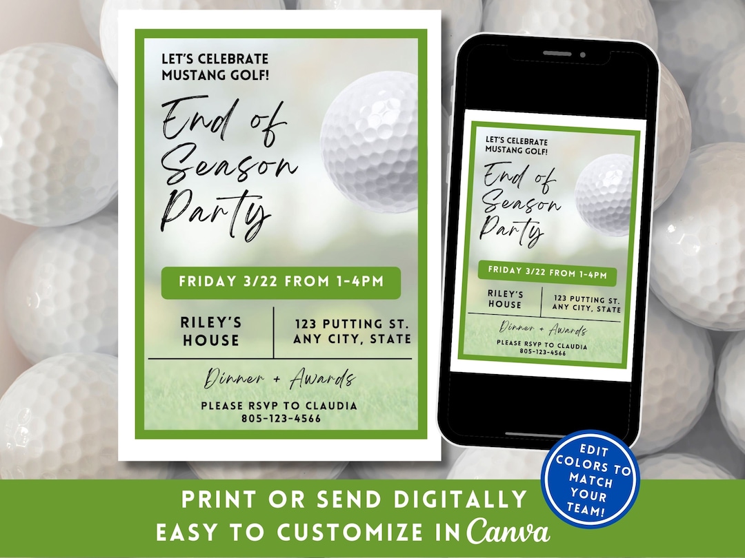 Golf Team Party Banquet Invitation End of Season Golf Template Canva ...