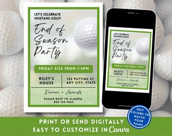 Golf Award Certificate Editable Award Ceremony Printable End of Season ...