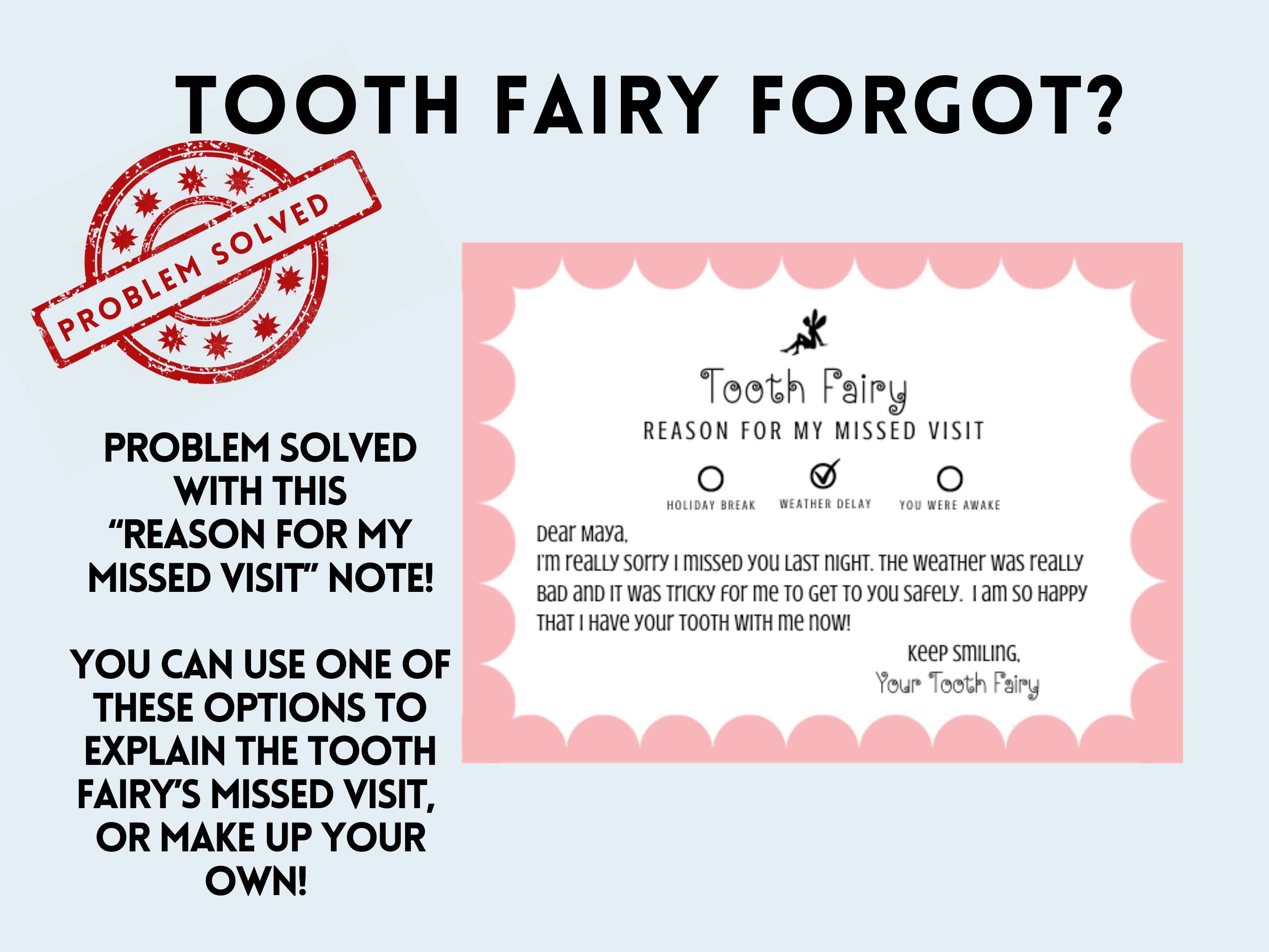 Printable Mini Tooth Fairy Letter Set Tooth Fairy Receipt Editable Note ...