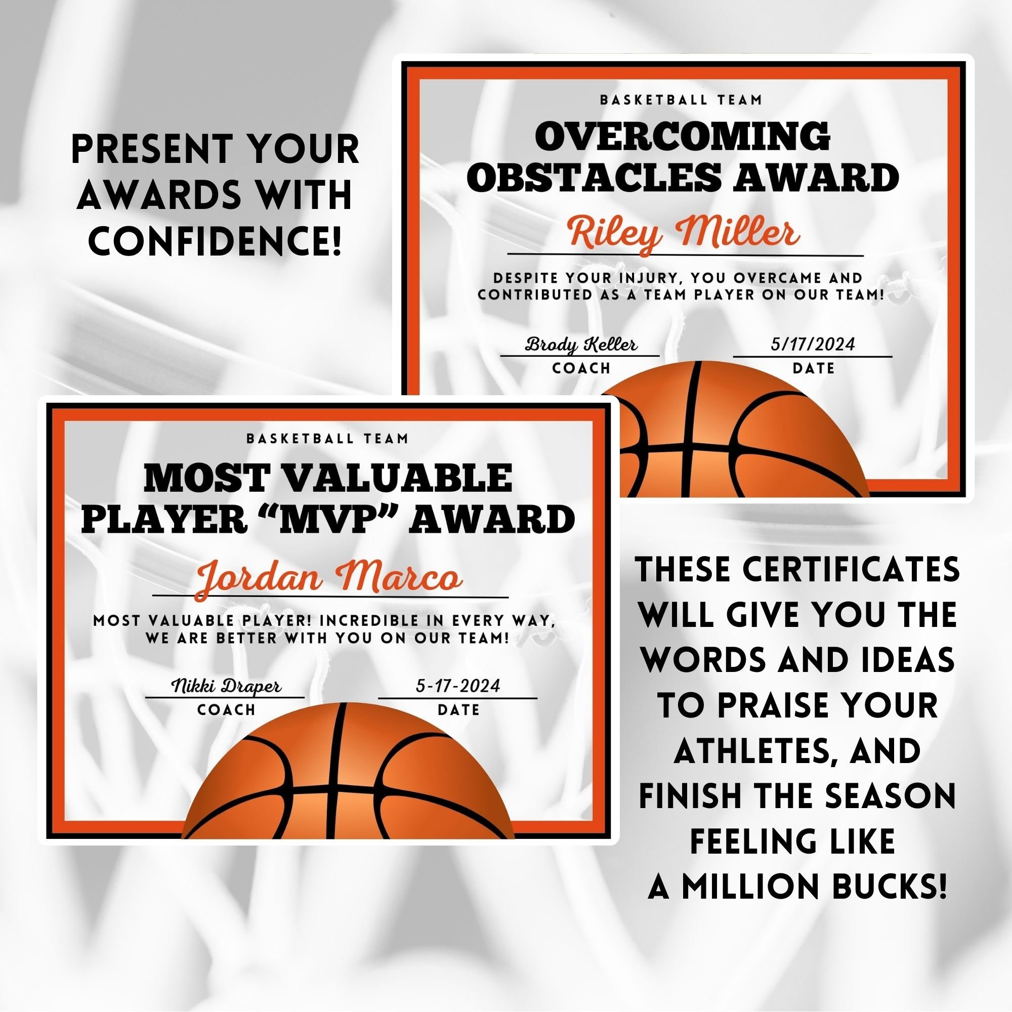 Basketball Award Certificate Editable Award Ceremony Printable End of ...
