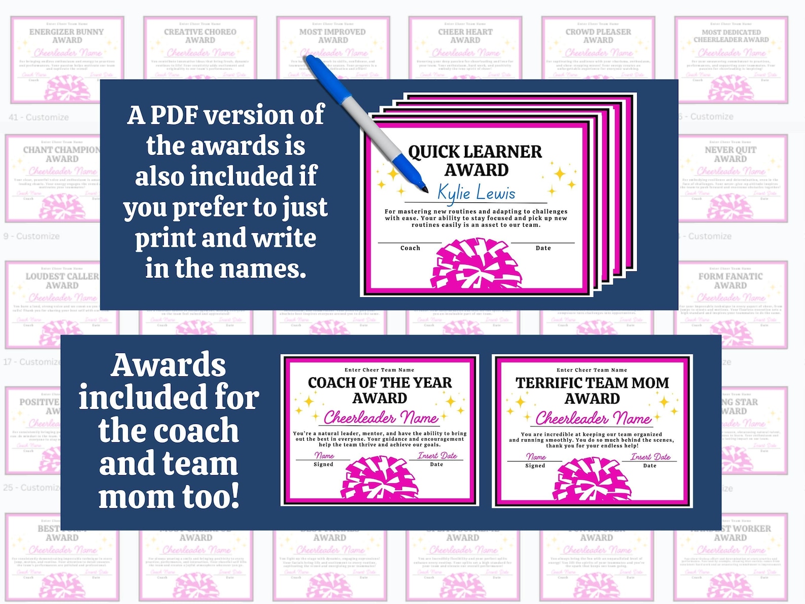 Editable Cheerleading Award Certificates Cheer Team Awards Cheerleading ...