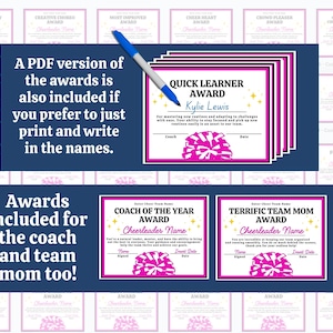 Editable Cheerleading Award Certificates Cheer Team Awards Cheerleading ...