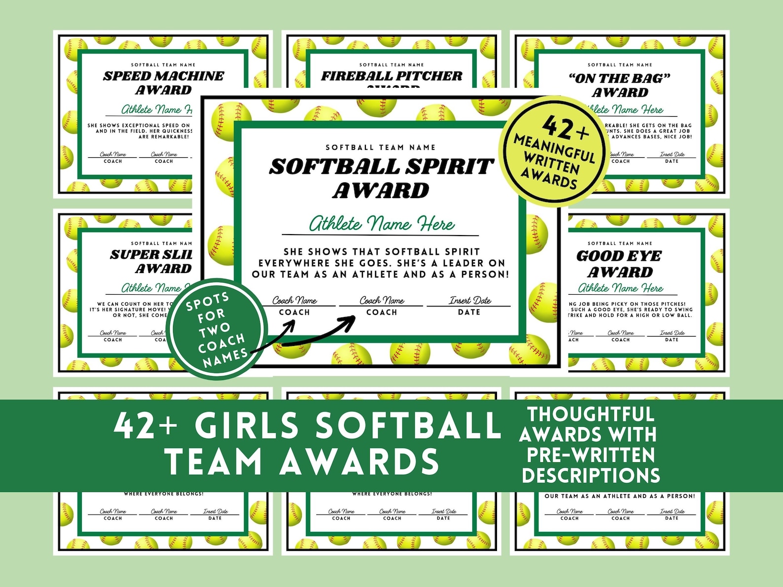 Editable Softball Award Certificate Template Softball Team Award ...