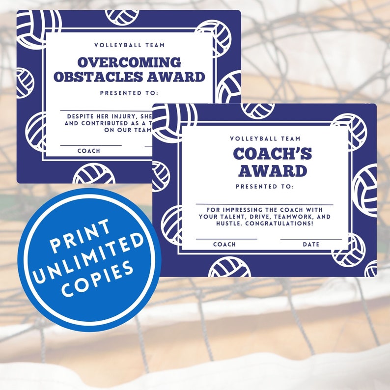 Volleyball Award, Certificate Bundle, End of Season Team Party Awards ...