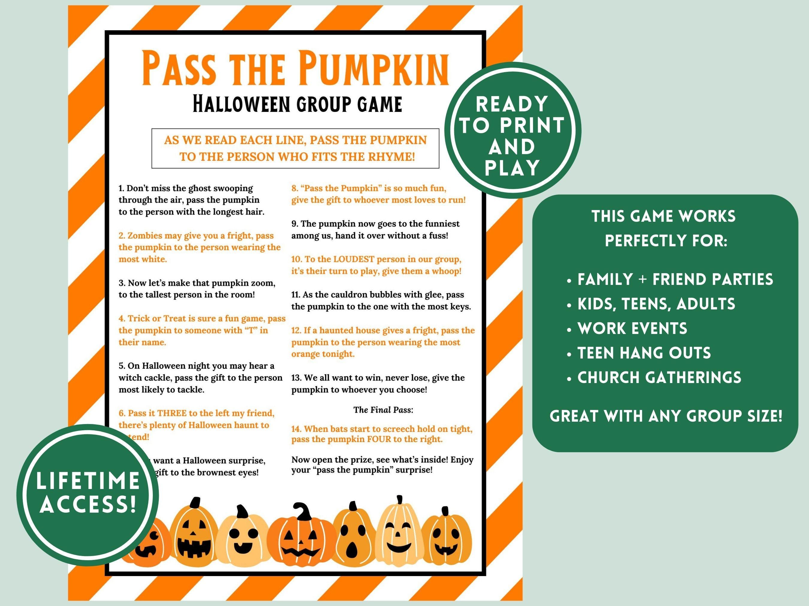 Pass the Pumpkin Game Halloween Printable Left Right Game Halloween ...
