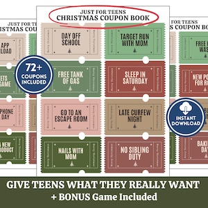 Christmas Coupon Book for Kids and Teens Editable Digital Last Minute ...