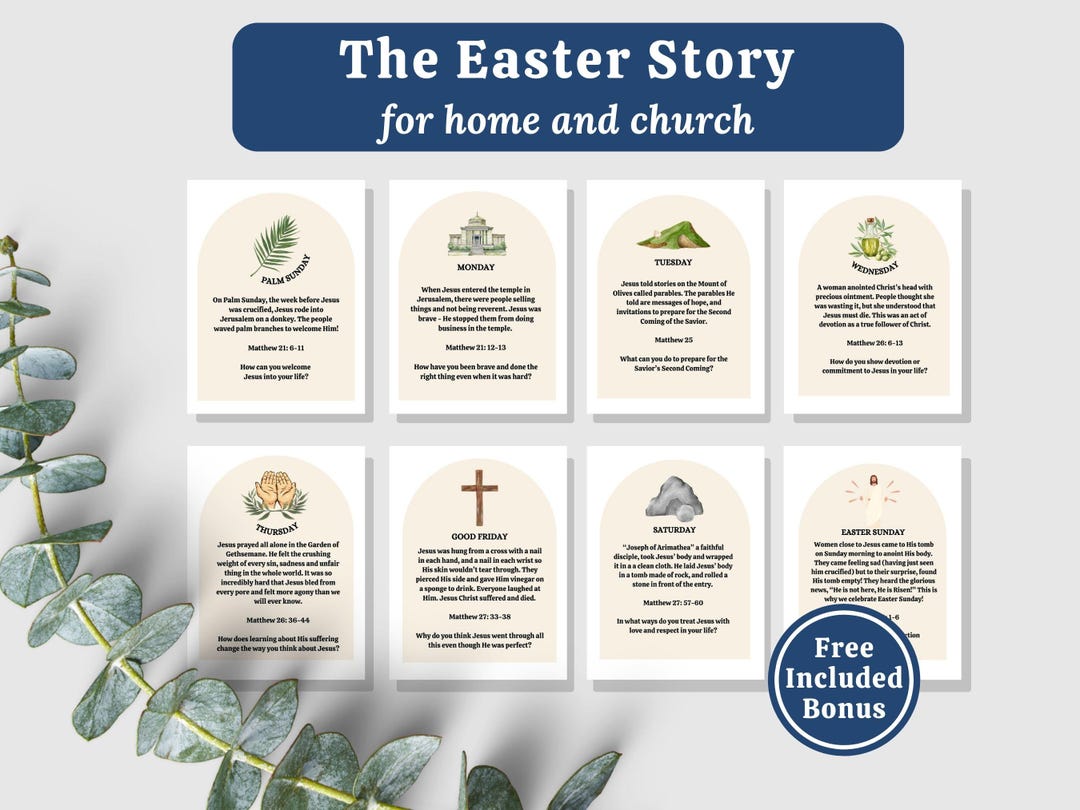 Holy Week Count Down Easter Story Cards Printable for Kids Family ...