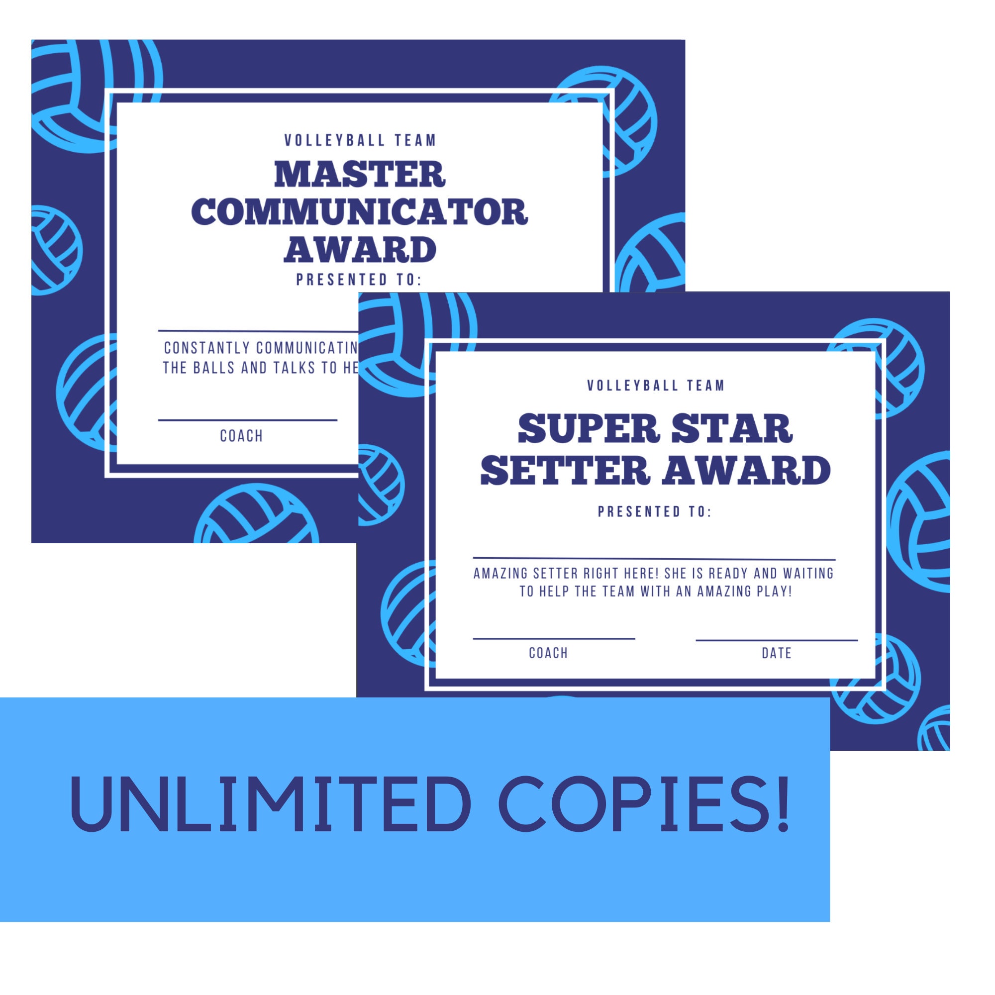Volleyball Award, Certificate Bundle, End of Season Team Party Awards ...