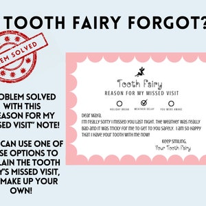 Tooth Fairy Letter for Missed Visit, Tooth Fairy Forgot, Editable Tooth ...