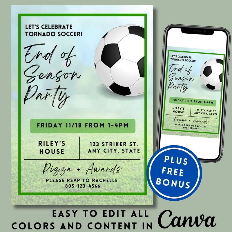 Soccer Party Invite - Etsy