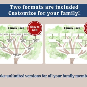 Editable Family Tree Template 4 Generation, Family Tree Chart ...