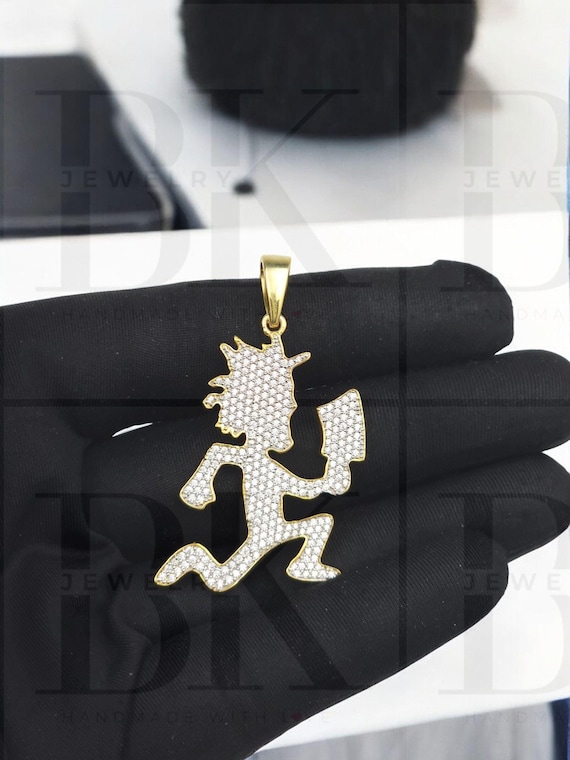 Real Moissanite Hatchet Man Pendant 925 Silver Pendant Hip Hop Hatchet Pendant Gift for Him Rapper Pendant 14K Yellow Gold Finish Etsy