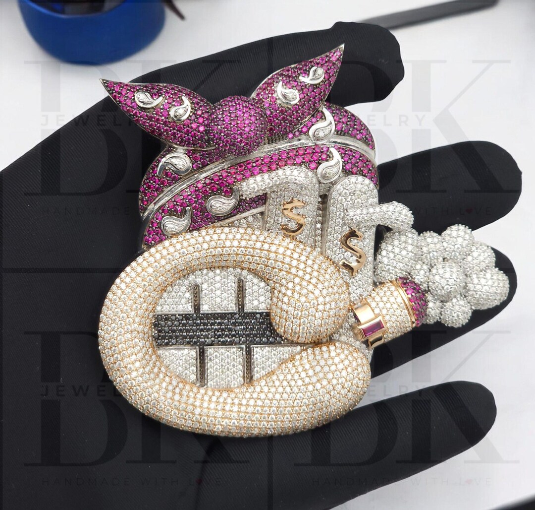 Iced Out 3D Character Pendant, Moissanite Diamond Toon Pendant, Hip Hop ...