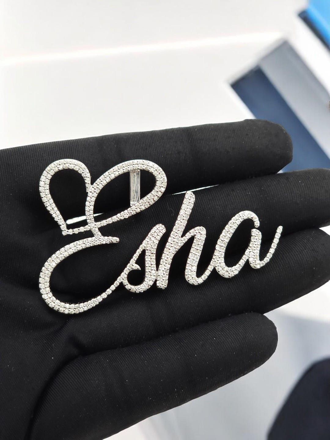 Cursive Font Letter Pendant, VVS Moissanite Self Name Pendant, Hip Hop ...