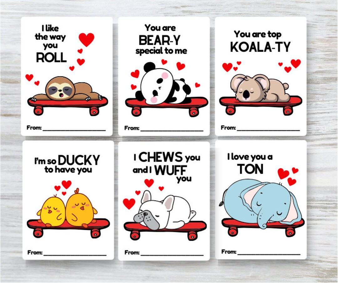 Punny Animal Valentines, Cartoon Animal Valentines, Funny Animal ...