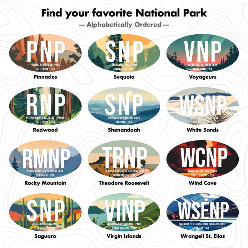 National Park Vinyl Sticker: Weatherproof Outdoor Adventure Decal - Etsy