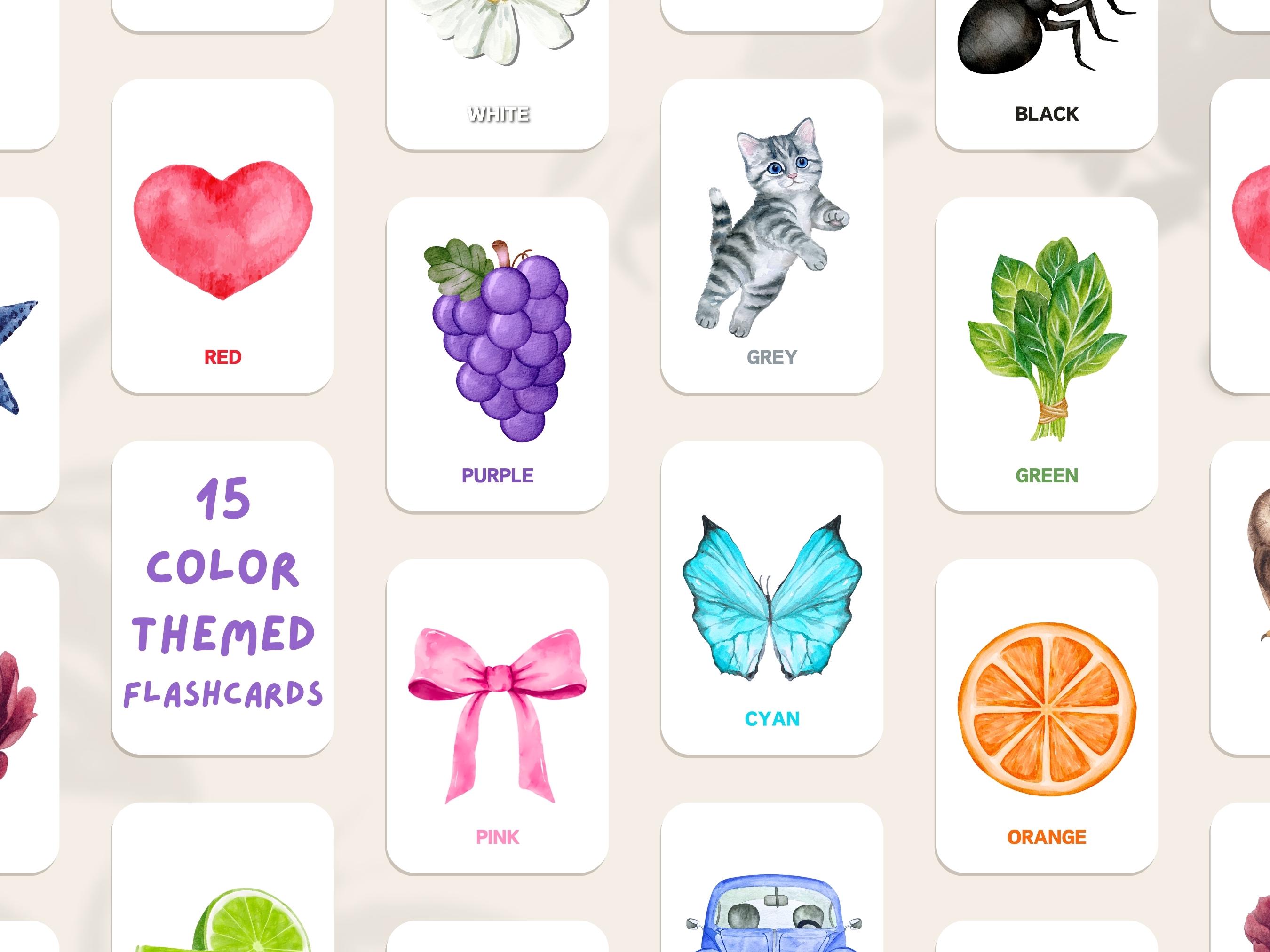 16 Color Flashcards, Colors Themed, Digital Download Cards, Early ...