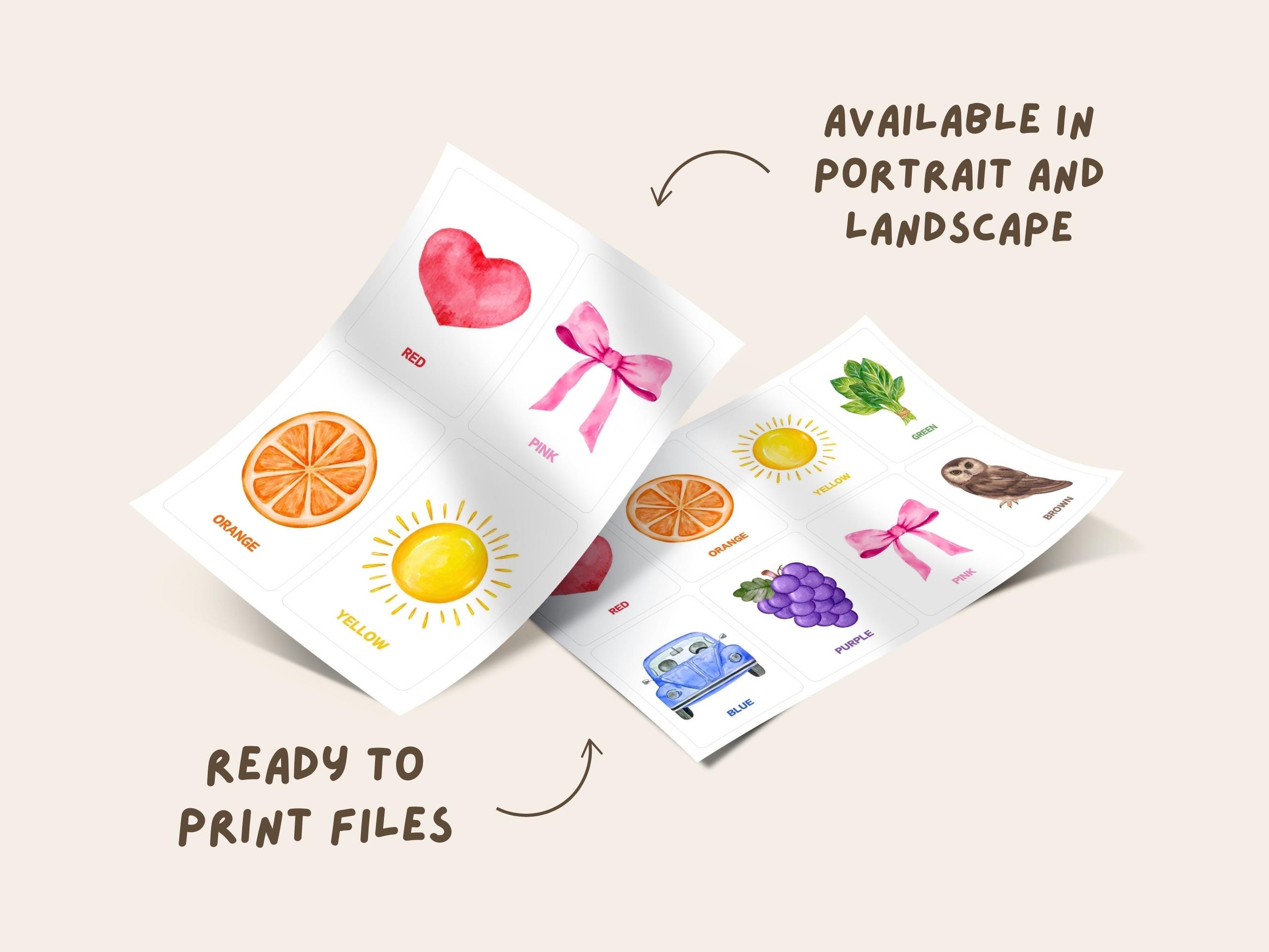 16 Color Flashcards, Colors Themed, Digital Download Cards, Early ...