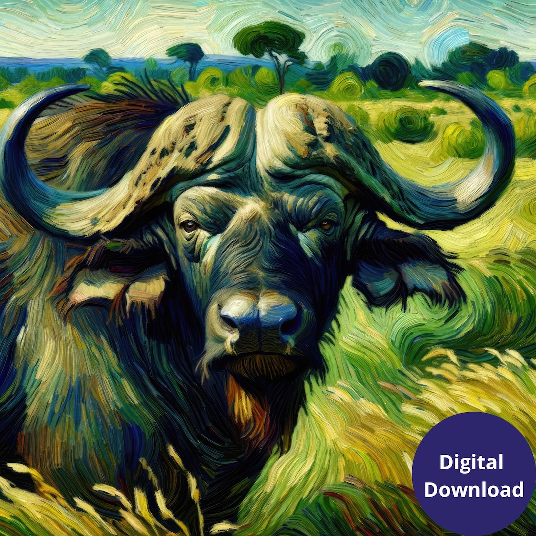 Digital Download Print Animal Print: Van Gogh Style Buffalo Kids' Room ...