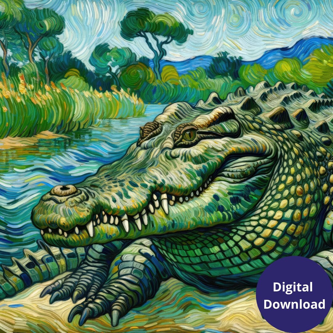 Digital Download Print Animal Print: Van Gogh Style Crocodile Kids ...
