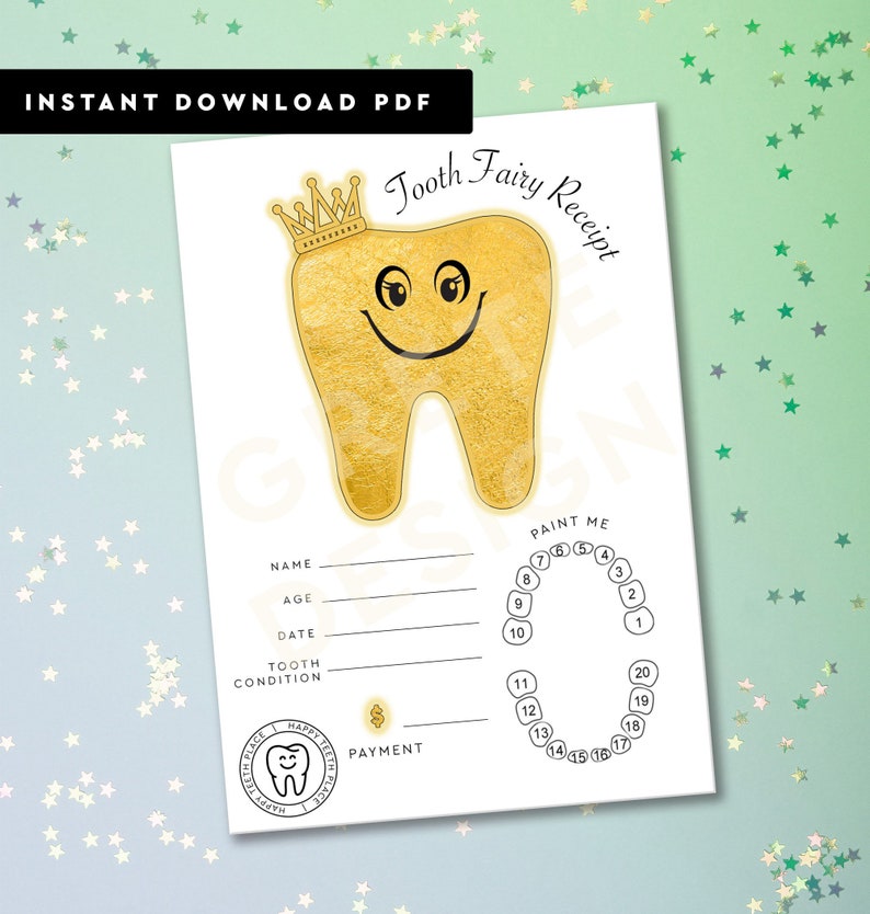Tooth Fairy Receipt Printable: First Lost Tooth Certificate (digital ...