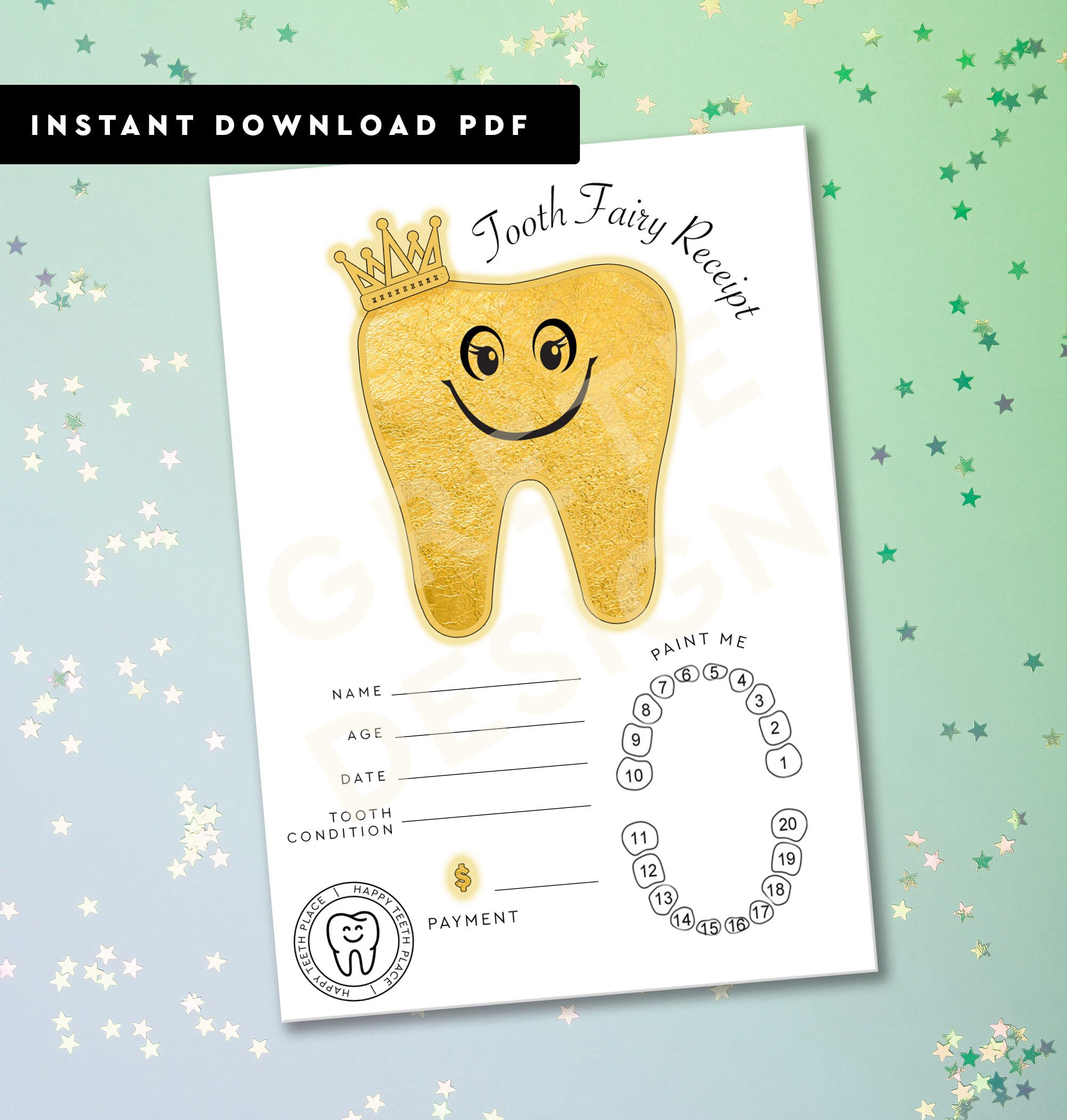 Tooth Fairy Receipt Printable: First Lost Tooth Certificate (digital ...