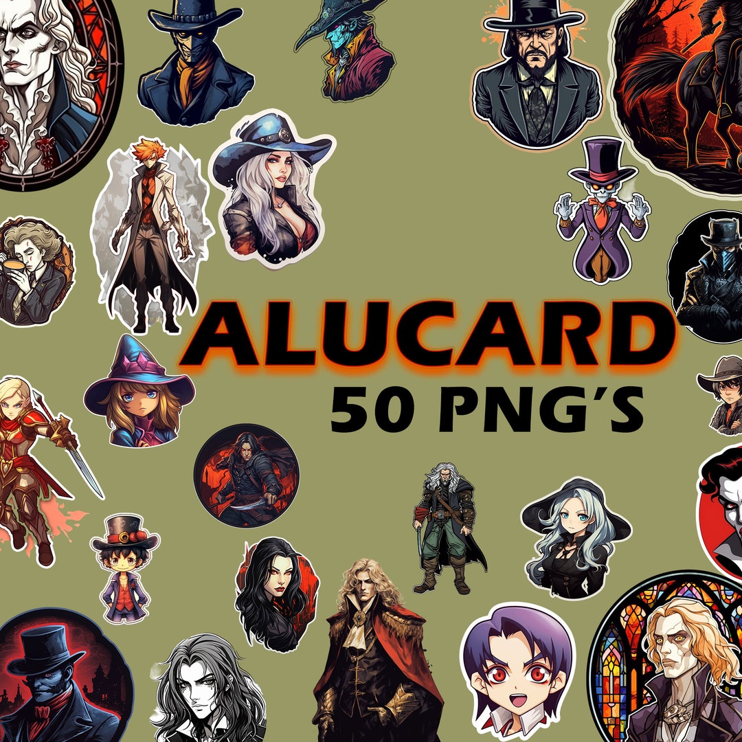 Alucard Digital Stickers PNG Bundle Horror Clipart Vector Style high ...