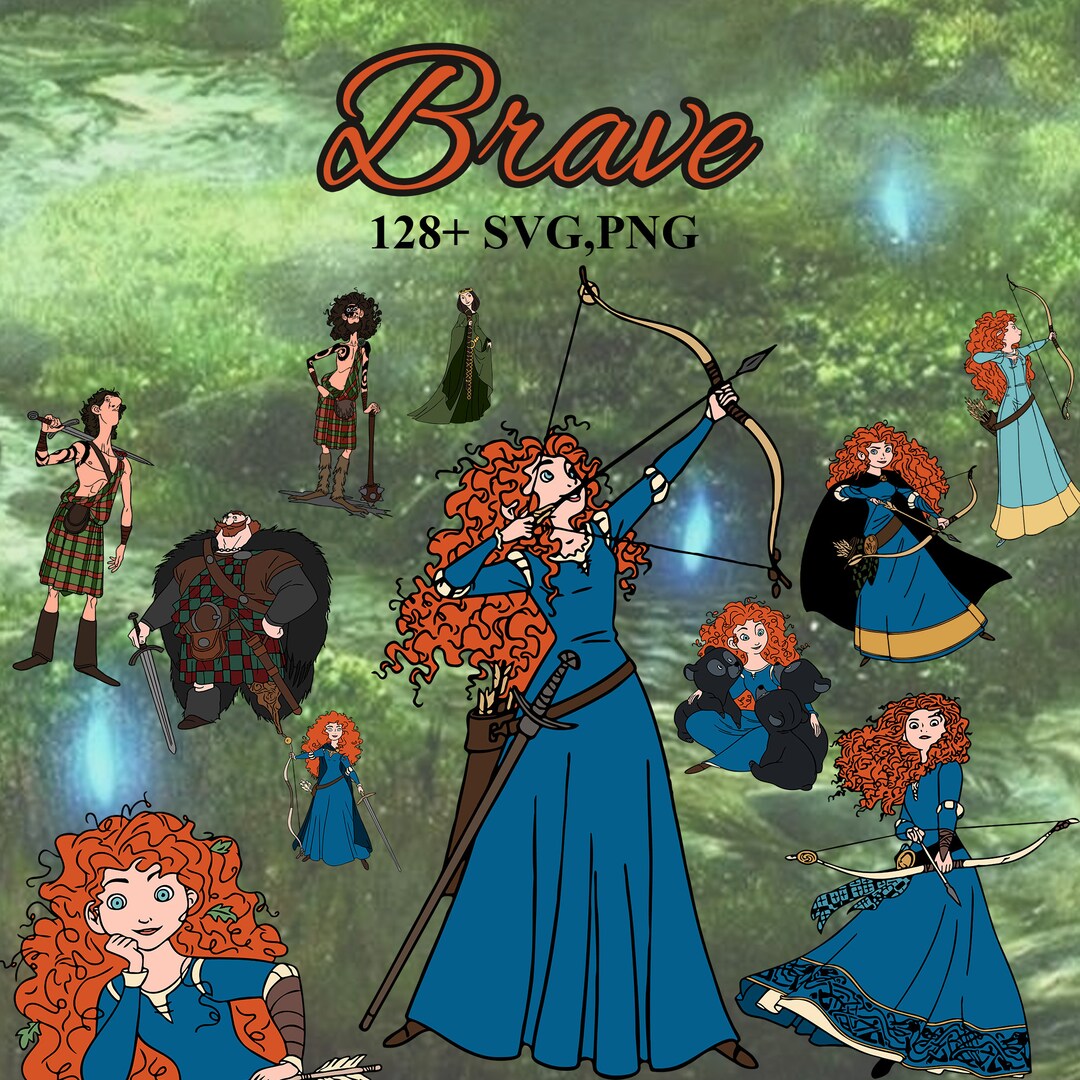 Brave, Merida, Clipart Digital Stickers, PNG, Printable, Party ...