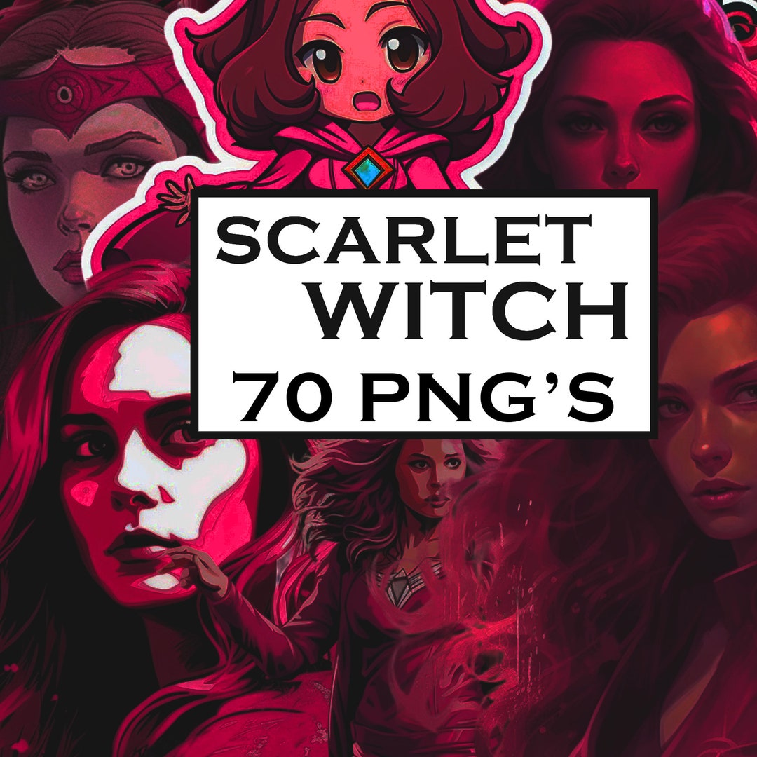 Scarlet Witch Digital Sticker Stencil Vector Clipart With PNG & EPS ...