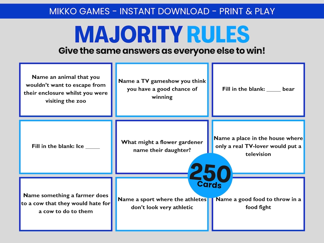 Majority Rules: Printable Large Group Party Game for Kids & Adults ...