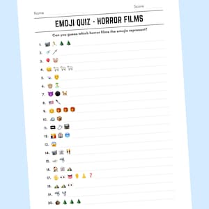 Printable Horror Films Emoji Quiz With Answers: Emoji Pictionary Sheets ...