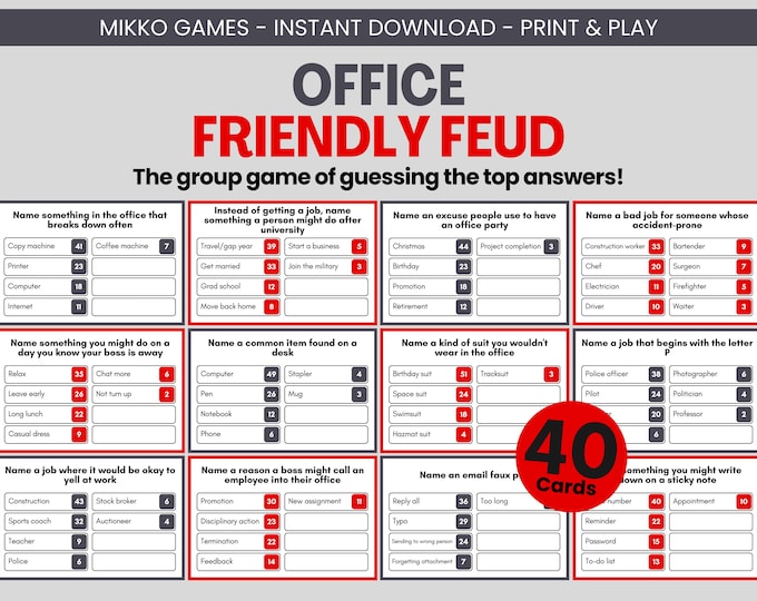 Office Friendly Feud: Printable Large Group Party Game, Family Feud ...