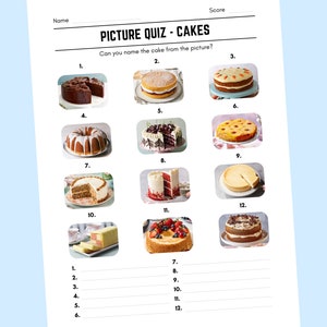 Printable Cakes Picture Quiz With Answers - Etsy UK