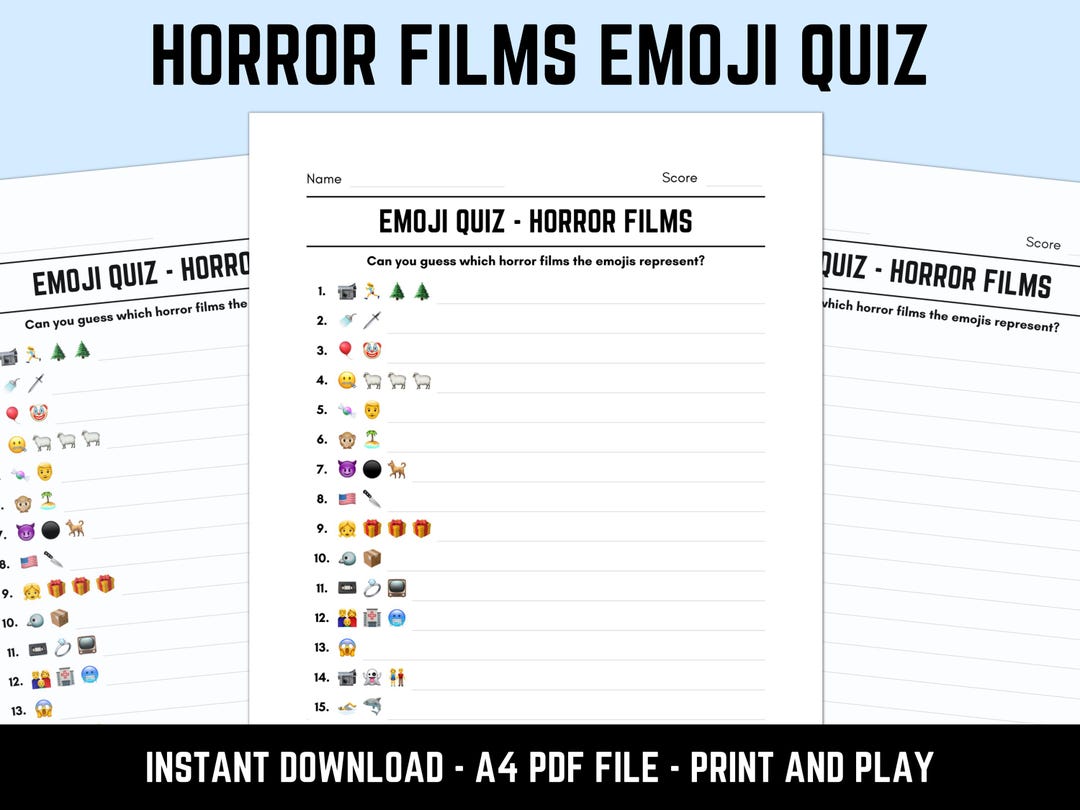 Printable Horror Films Emoji Quiz With Answers: Emoji Pictionary Sheets ...