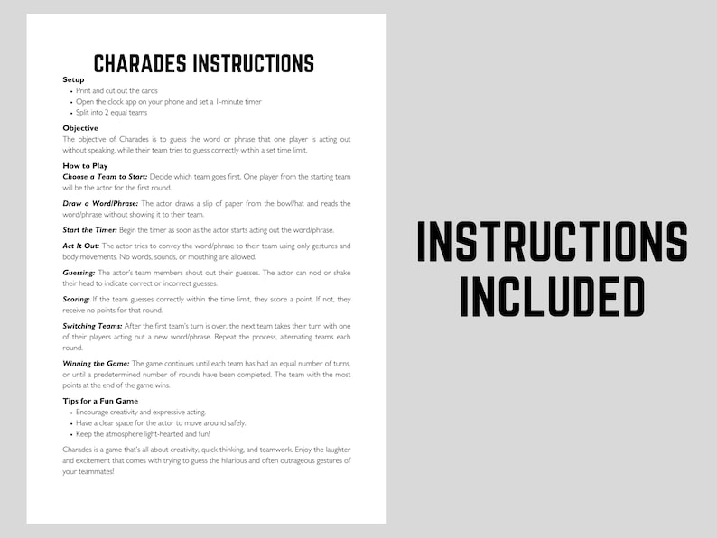 Sports Charades: Printable Large Group Party Game for Kids & Adults - Etsy