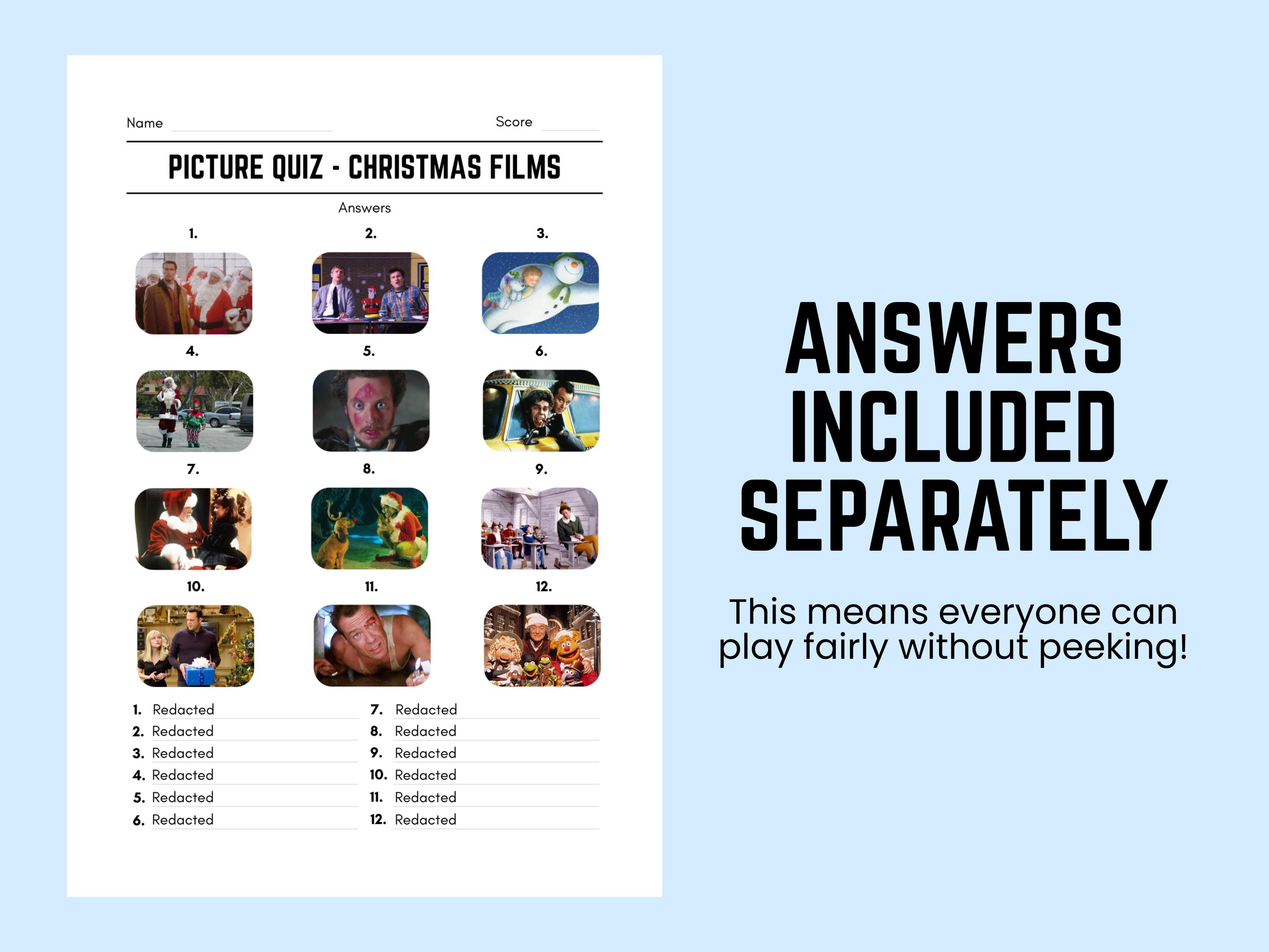 Printable Christmas Films Picture Quiz With Answers: Picture Round Quiz ...