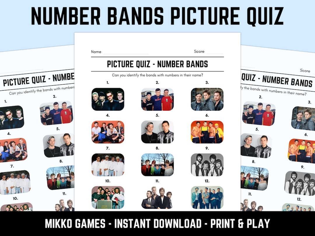 Printable Number Bands Picture Quiz With Answers: Picture Round Quiz ...