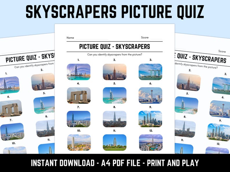 Printable Skyscrapers Picture Quiz With Answers: Picture Round Quiz ...