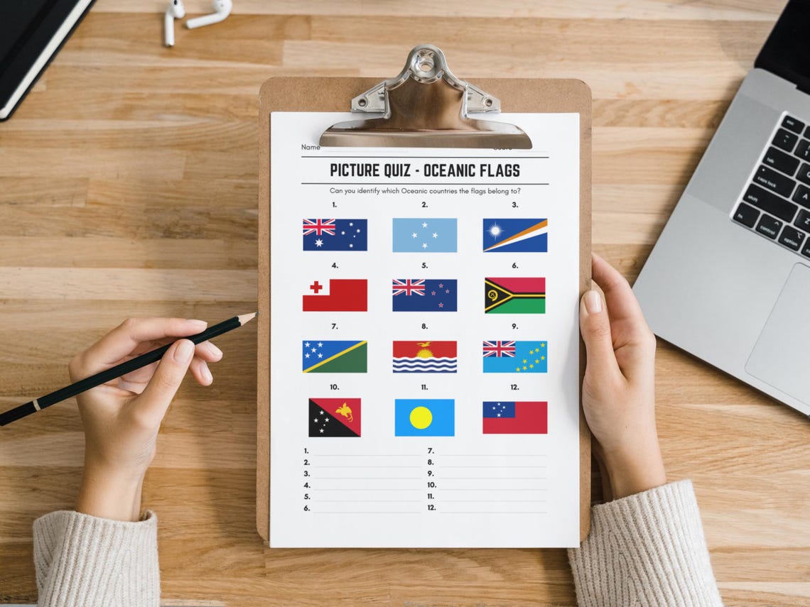 Printable Oceanic Flags Picture Quiz With Answers: Picture Round Quiz ...